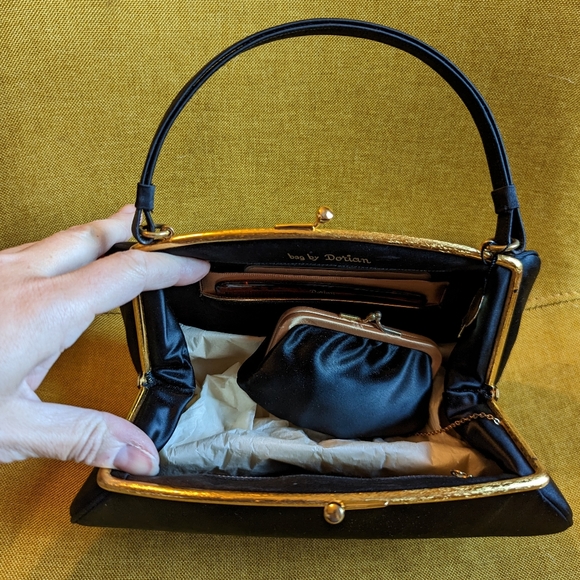 Vintage | Bags | Midcentury Dorian Handbag Black Satin | Poshmark